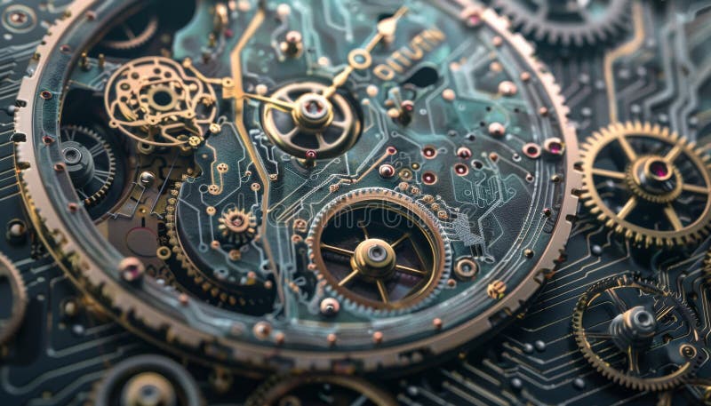 Intricate Clockwork Mechanism Close-Up Stock Illustration ...