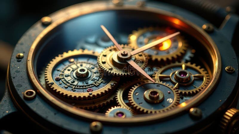 Intricate Clockwork Mechanism a Detailed Close-up of Interlocking Gears ...