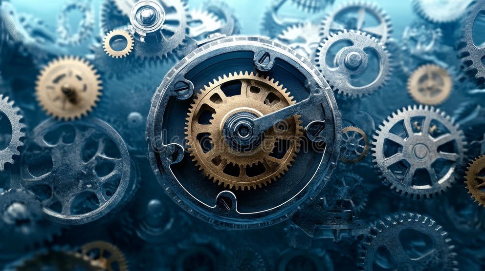 Intricate Clockwork Mechanism, Gears and Cogwheels Interlocking, Time ...