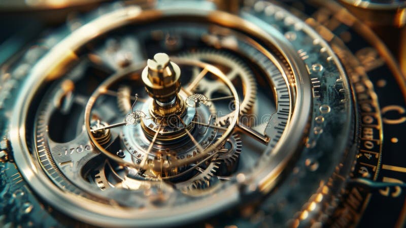 Intricate Clockwork Mechanism Glistening in Golden Light Stock Photo ...