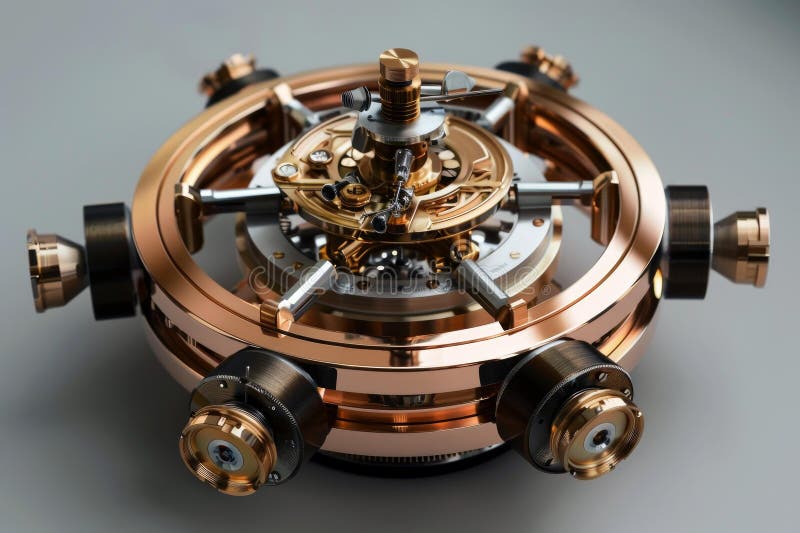 Complex Rose Gold and Steel Clockwork Mechanism Keeping Time Stock ...