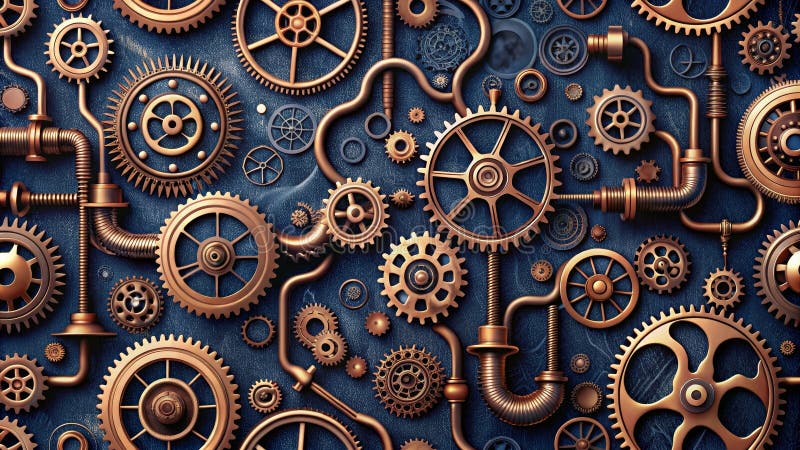 Intricate Clockwork Mechanism a Seamless Pattern of Bronze Gears and ...