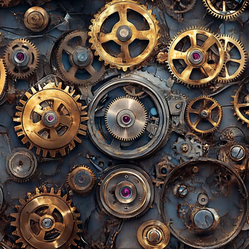 Intricate Clockwork Mechanism Seamless Pattern of Gears, Cogs, and ...