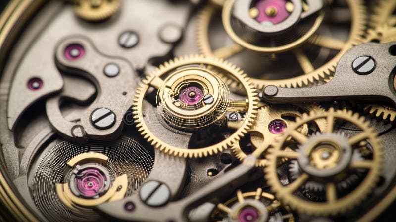 Complex Clockwork Mechanism with Interlocking Gears Rotating Smoothly ...