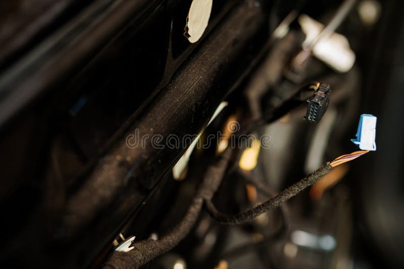 Intricate Close-Up of Automotive Electrical Wiring Components Stock ...
