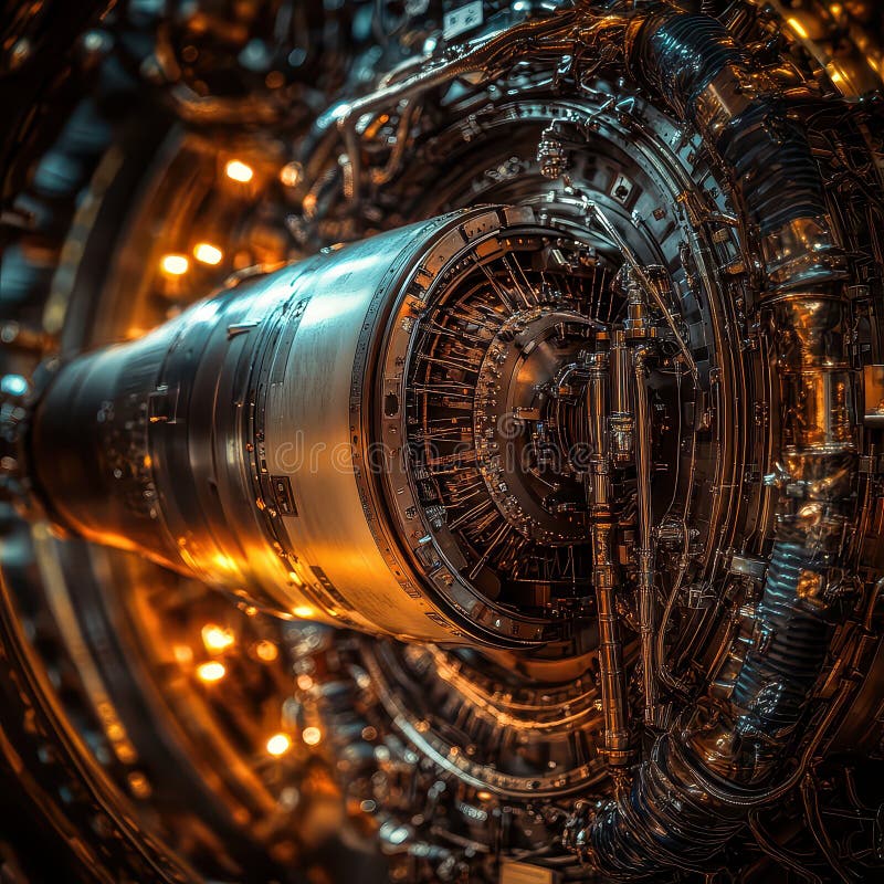 Futuristic Turbine Engine Close Up Advanced Industrial Machinery ...