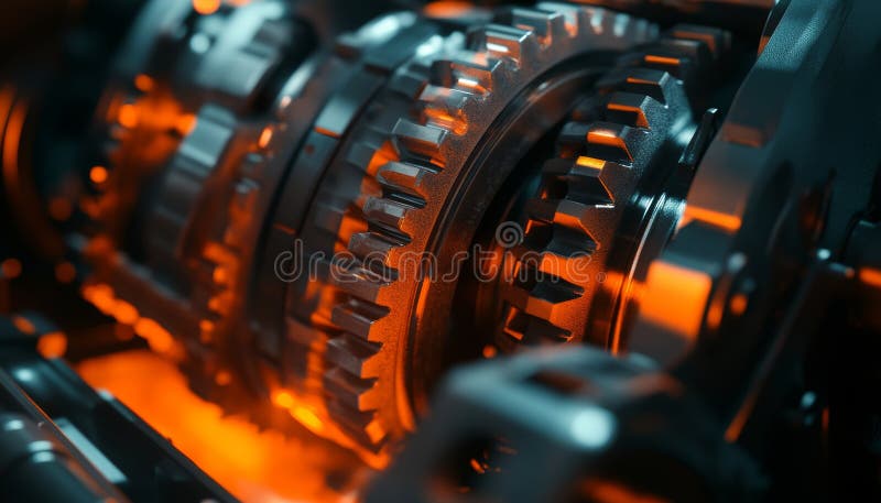 Intricate Close Up of Gears and Cogs in an Industrial Machine ...