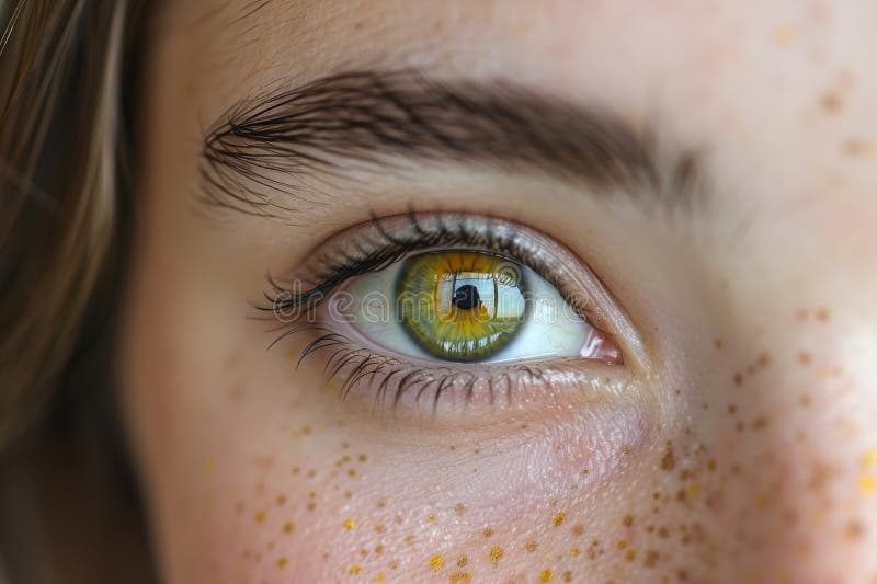 Intricate Close Up of a Human Eye Showcasing Distinct Green and Yellow ...