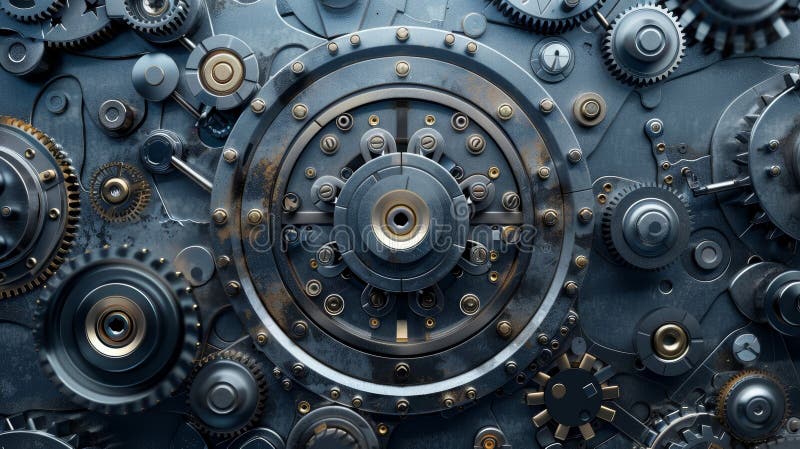 Intricate Close-up of Mechanical Gears and Cogs, Showcasing the ...