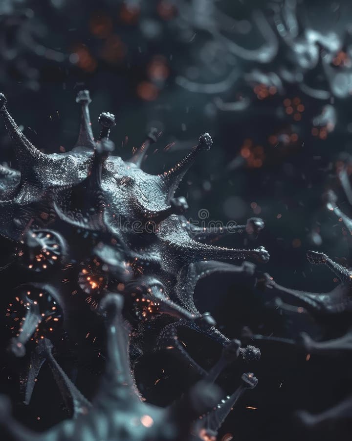 Intricate Close-Up of a Microscopic Virus Structure Exhibiting Complex ...