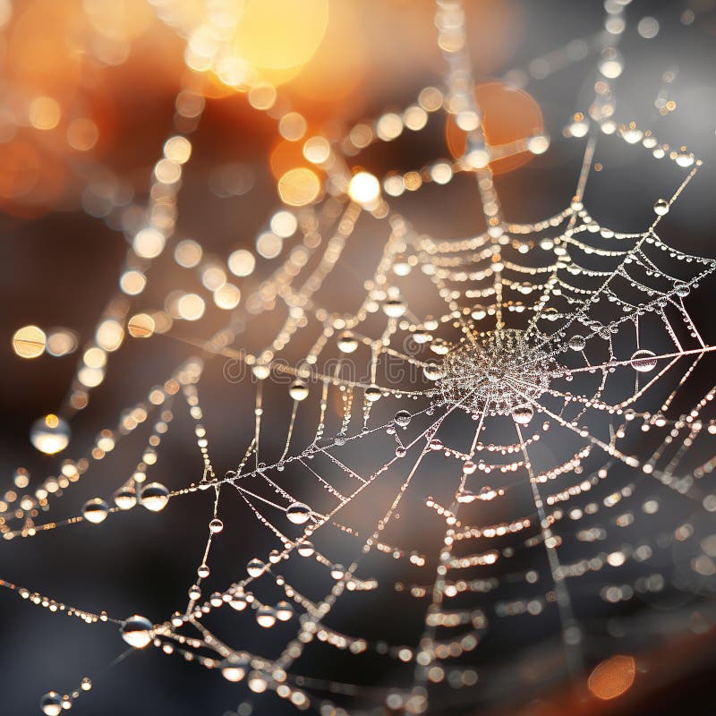 Intricate Close-Up of a Spider Web Stock Illustration - Illustration of ...