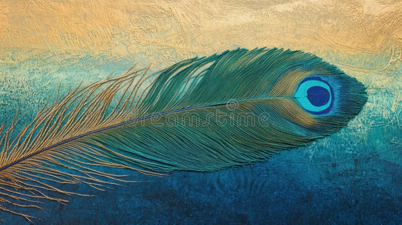 Intricate Close Up of a Vibrant Peacock Feather Showcasing Stunning ...