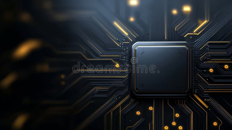 Intricate Closeup of Black and Gold Computer Chip Glimpse into Modern ...
