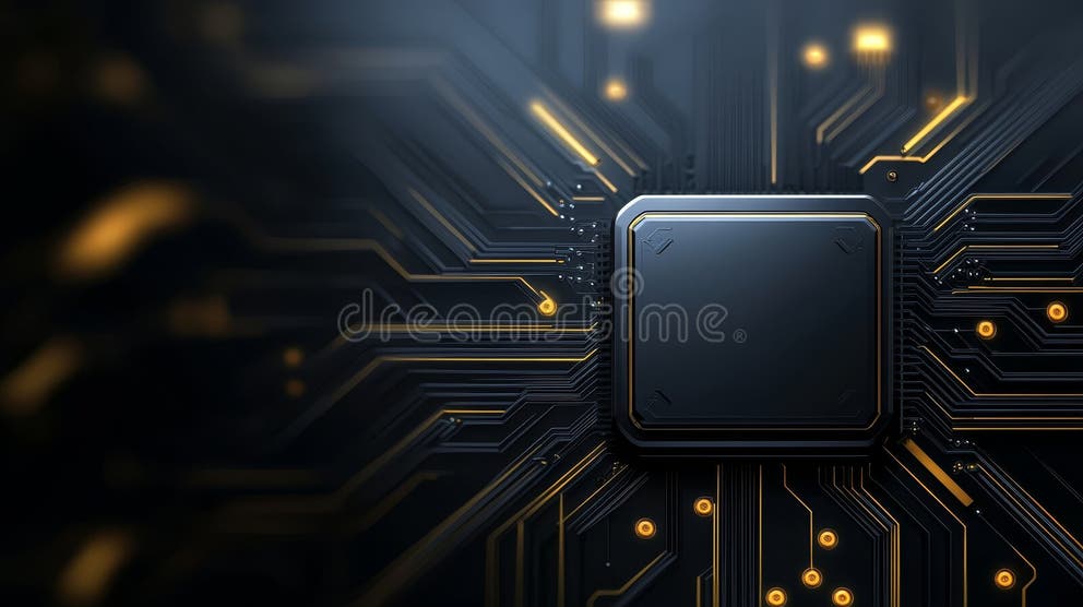 Intricate Closeup of Black and Gold Computer Chip Glimpse into Modern ...