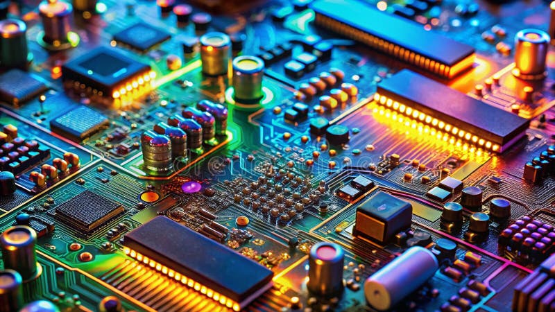 Intricate CloseUp of Electronic Circuit Board Components a Deep Dive ...