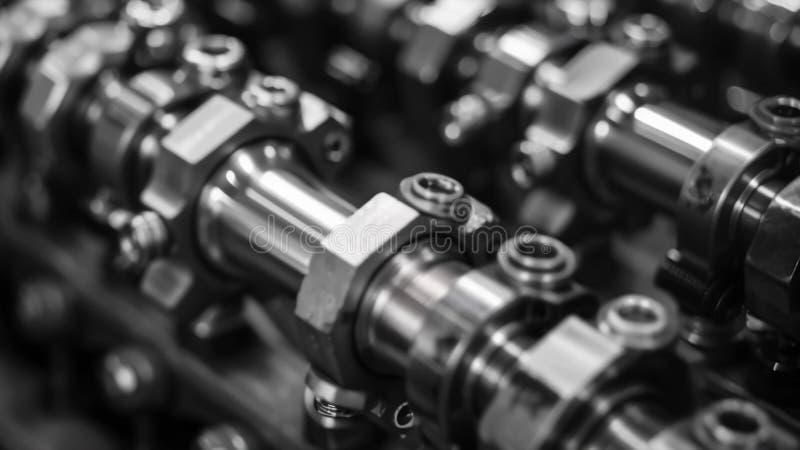 An Intricate Closeup of Hydraulic Valves and Couplings Working Together ...