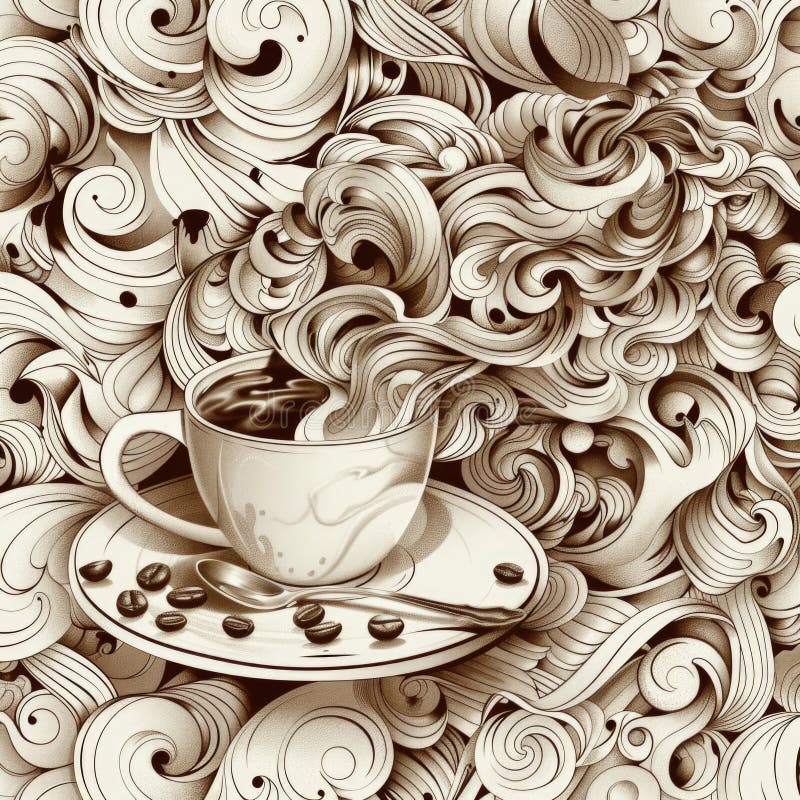 Intricate Coffee Art Design with Elegant Swirls and Patterns for Cafe ...