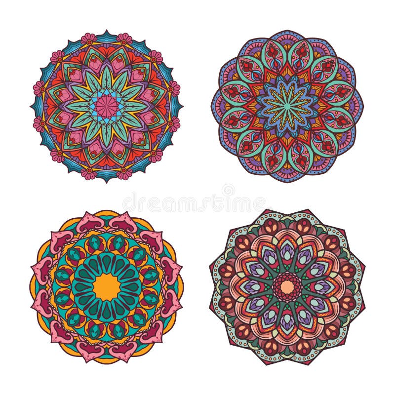 Intricate Colored Mandala Designs Stock Vector - Illustration of ...