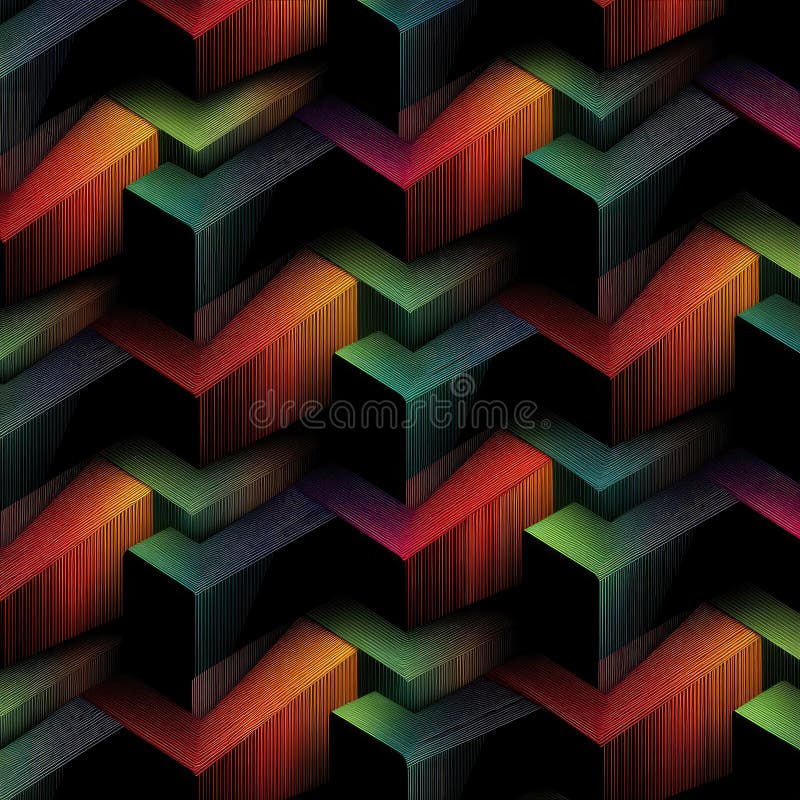 Striped Zigzag Cubes: a Vibrant, Textured Geometric Design Stock ...