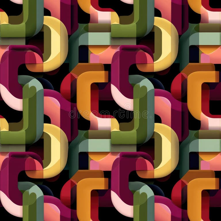 Abstract Geometric Interlocking Curves: a Vibrant Retro Design Stock ...