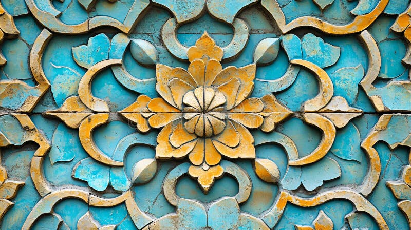 Intricate Colorful Stone Relief in Arabic Architecture Stock Image ...