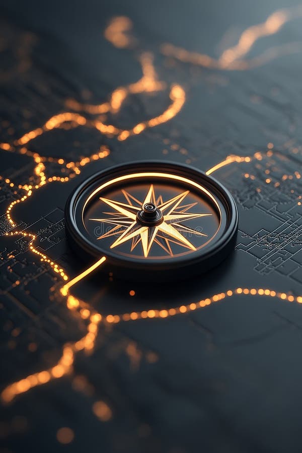 An Intricate Compass at the Heart of a Stunningly Illuminated World Map ...