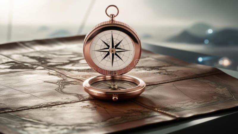 Intricate Compass on a Map Guiding Explorers through Uncharted ...
