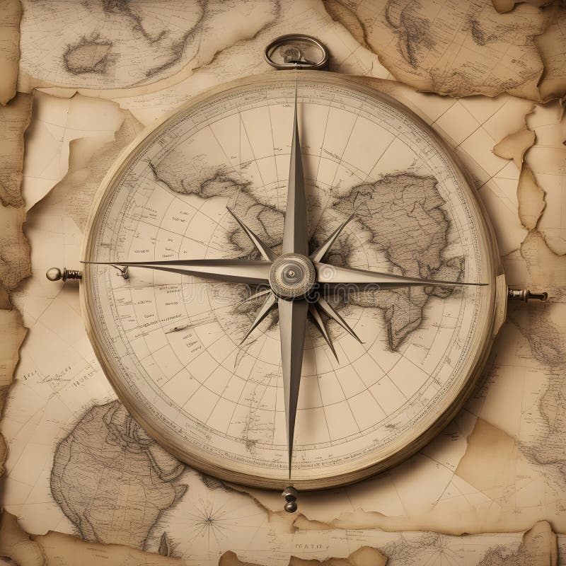 Compass with a Map of the World Stock Illustration - Illustration of ...