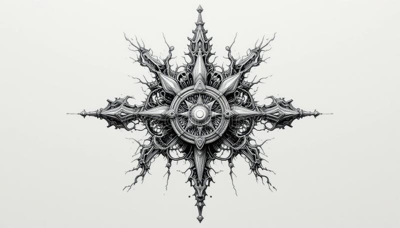 AI-Generated Ornate Compass Rose Stock Illustration - Illustration of ...