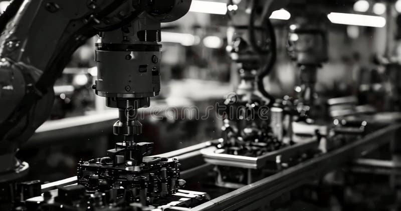 Intricate Component Assembly by a Robotic Arm, with Factory Lighting ...