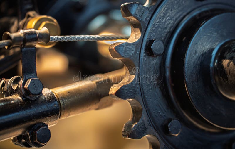 Close-up View of Detailed Mechanical Gear System in Industrial Machine ...