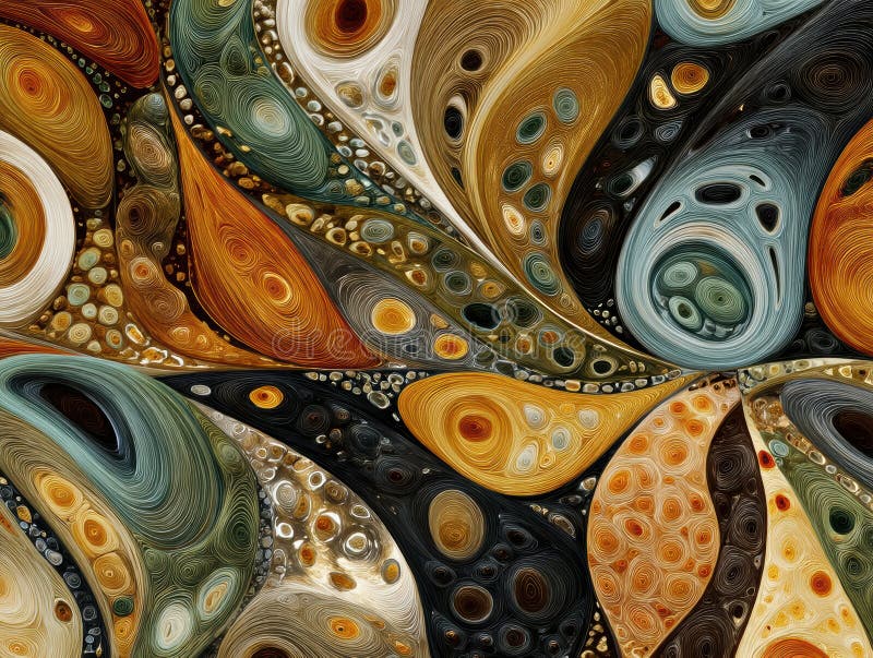 Biomorphic Abstract Pattern with Layered Organic Curves and Flowing ...