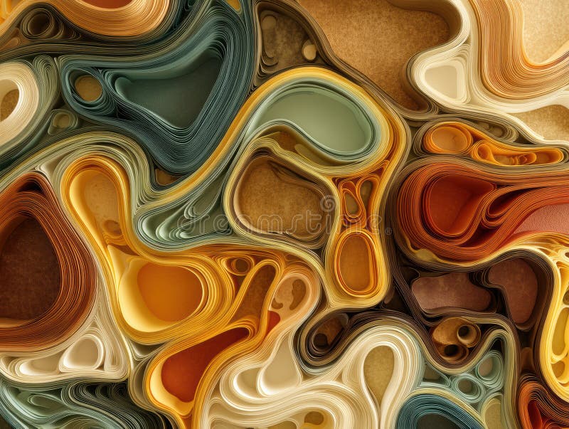 Biomorphic Abstract Pattern with Layered Organic Curves and Flowing ...