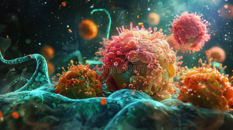 Intricate Computer Generated Image of a Cancer Cell Showcasing Its ...