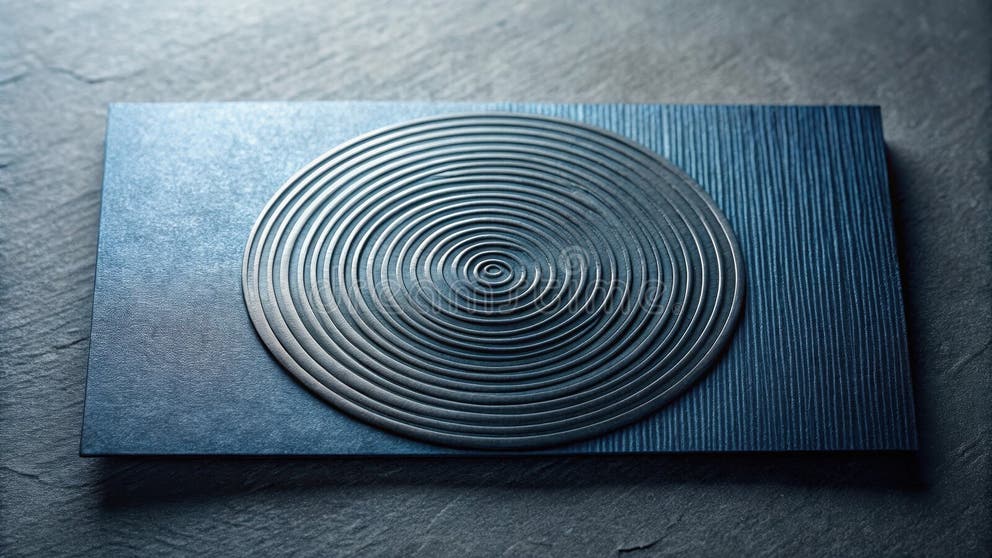 Intricate Concentric Circles Etched into a Dark Slate Rectangular ...