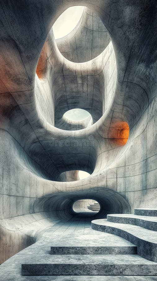 Intricate Concrete Architecture with Curved Formations and Natural ...