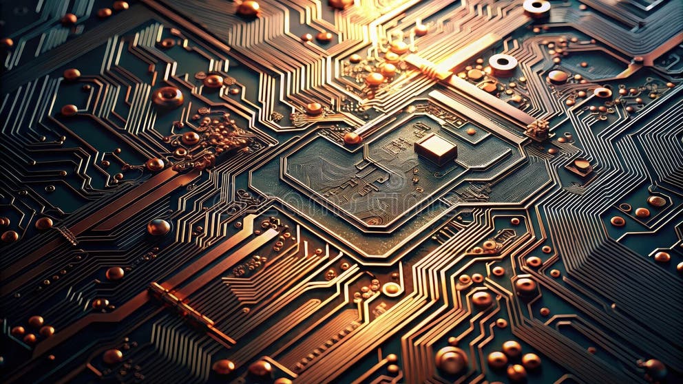 Intricate Copper Circuit Board Texture a Detailed Close-up Revealing ...