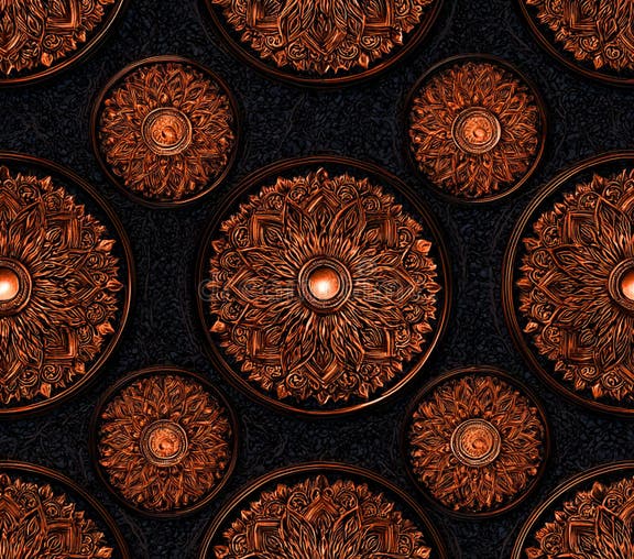 Intricate Copper Mandala Pattern Seamless Texture for Design Projects ...