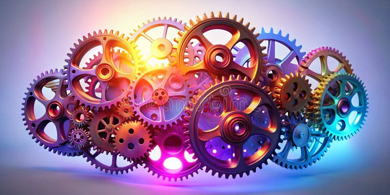 Intricate Cosmic Gear Mechanism a 3D Rendered Silhouette of an Abstract ...