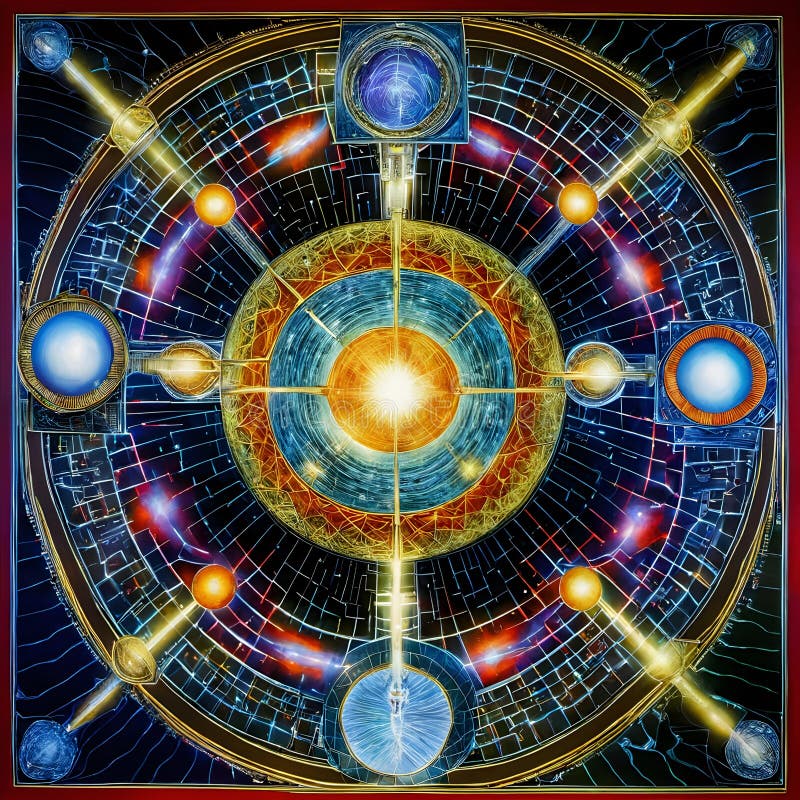 Intricate Cosmic Geometry with Radiant Central Sphere Stock Image ...