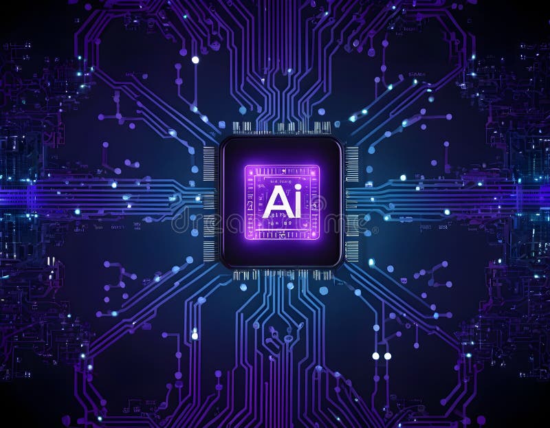 Intricate CPU with AI Branding, High-tech Industry and Machine Learning ...