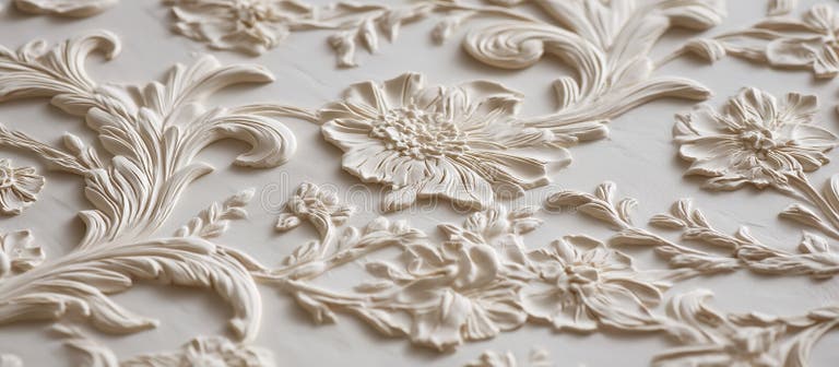 Intricate Cream Colored Embossed Floral Pattern Stock Illustration ...