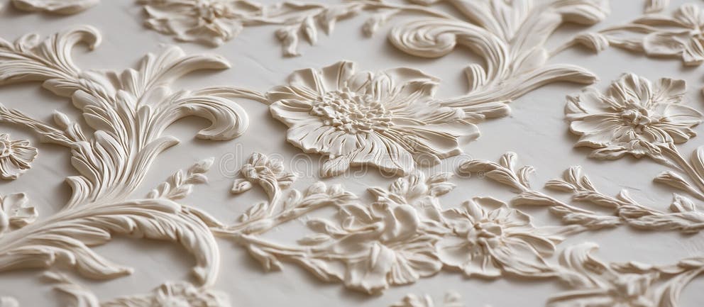 Intricate Cream Colored Embossed Floral Pattern Stock Illustration ...