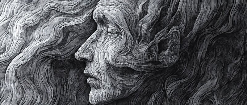 Intricate Cross-hatching Technique Reveals Depth in Wood Grain Textures ...