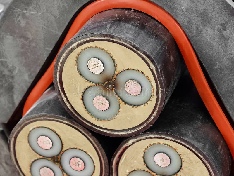Intricate Cross Section of a Power Electric Cable Revealing Layers of ...
