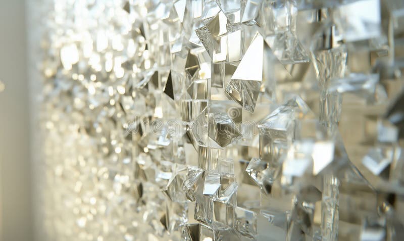 Intricate Crystal Wall Design Featuring Geometric Shapes and ...