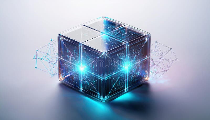 Intricate Cube Design Featuring a Network of Interconnected Lines and Dots Creating a Modern ...