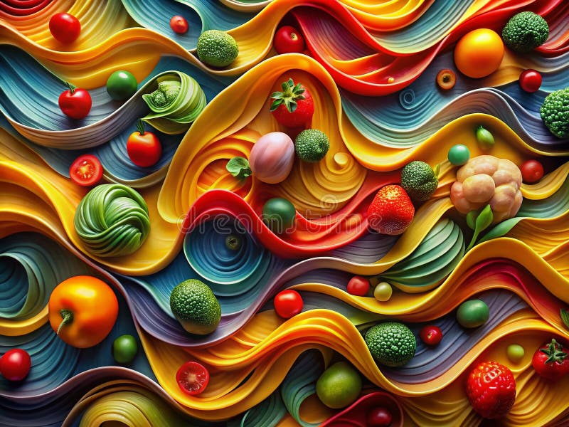 Intricate Culinary Wave Pattern a Deeply Detailed Abstract Food Design ...