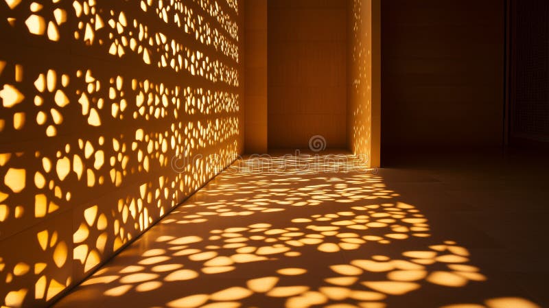 Intricate Cut-out Wall Casting Warm Light Patterns Stock Photo - Image ...