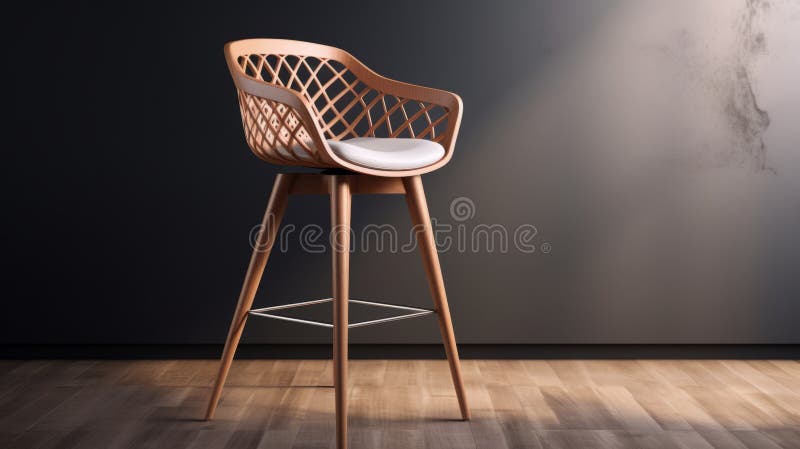 Intricate Cut-outs: 3d Model of Contemporary Bar Stool on Dark Floor ...